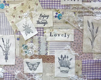 20 Piece prairie Patches Torn Fabric Snippets Vintage Haberdashery Pink ...