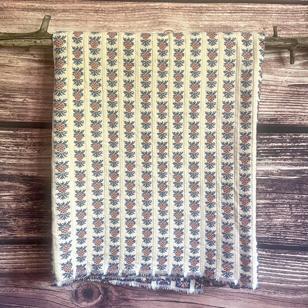 Vintage Colonial Style Pineapple Upholstery Fabric - Early American ...