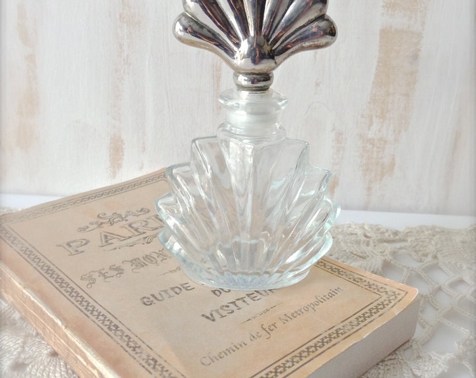 Vintage Glass Shell Perfume Bottle With Sterling Silverplated - Etsy