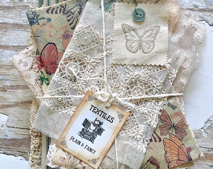 Mixed Fabric plain & Fancy Ephemera Bundle Butterfly Kisses Themed ...