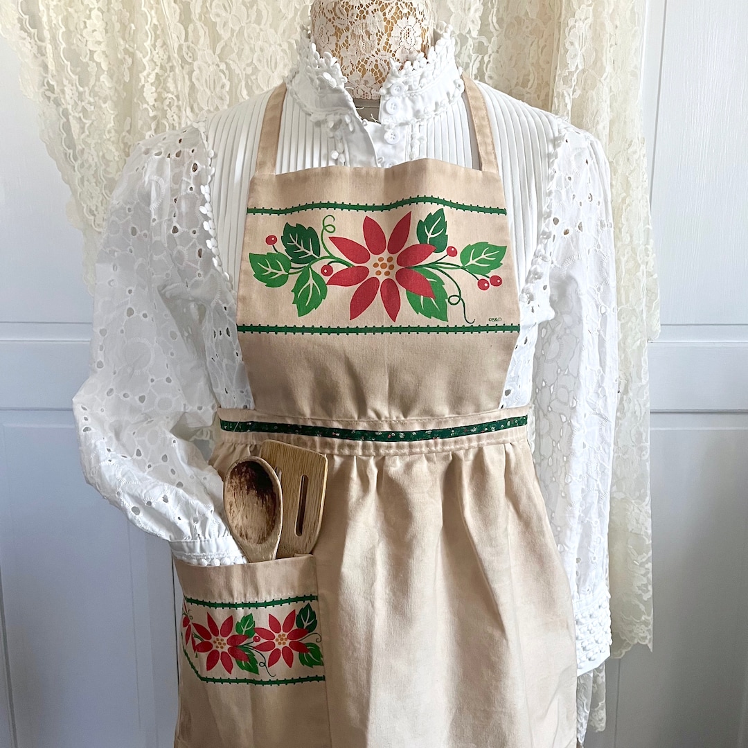 Vintage Retro Christmas Apron Full Bib Apron Altered Apparel Vintage ...