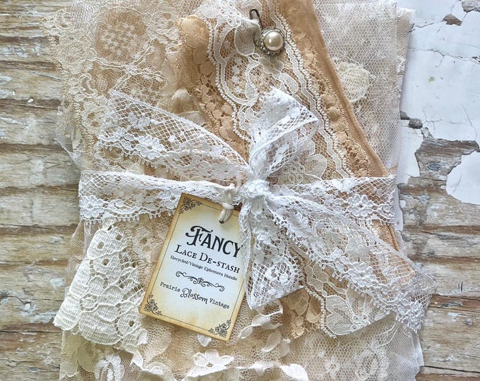 Mixed "fancy" Lace De-stash Bundle - Craft Lace Pack - Recycled and ...
