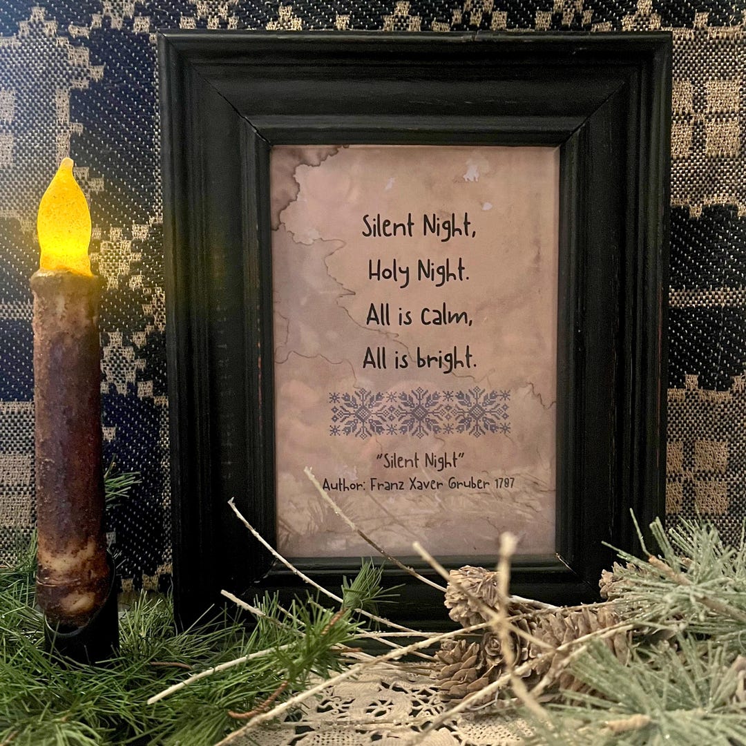 Primitive Christmas Hymns of Faith "silent Night" Printable Art ...