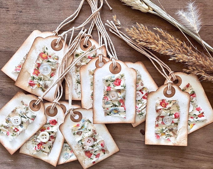 Set of 12 Handmade Small Gift Tags - Journal Tags - Tags - Paper ...