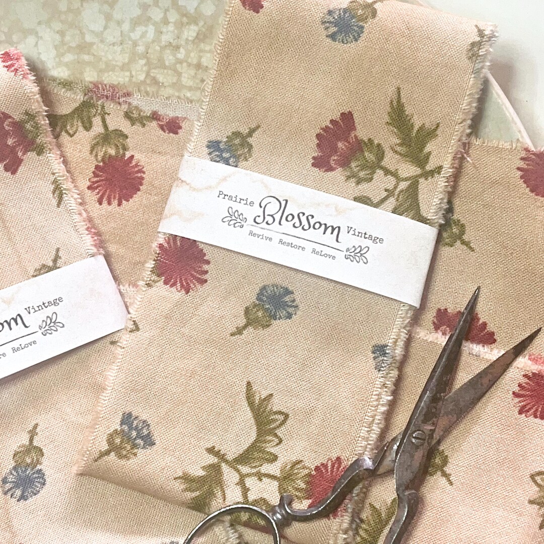 1 Yard Beige Floral Torn Fabric Ribbon - Floral Fabric Ribbon - Hand ...