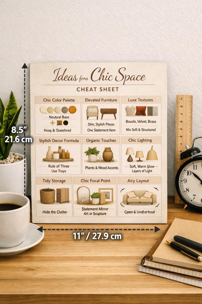 Ideas for a Chic Space Cheat Sheet | Printable Home Styling Guide ...