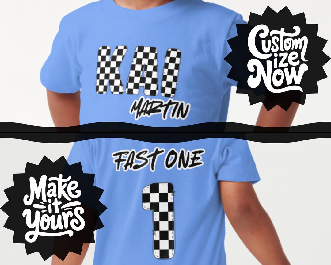 Custom Race Car First Birthday PNG, Checkered Flag "fast One" Design ...