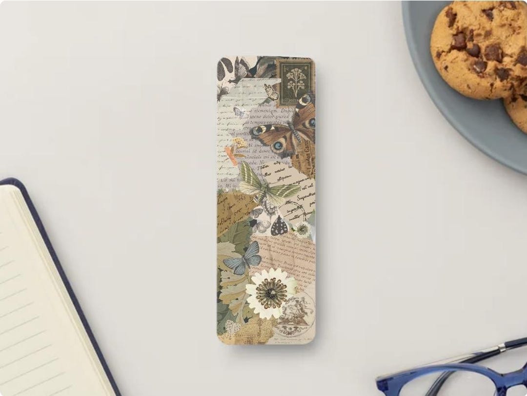 Vintage Scrapbook Bookmark Adorned With Moths and Butterflies - Etsy