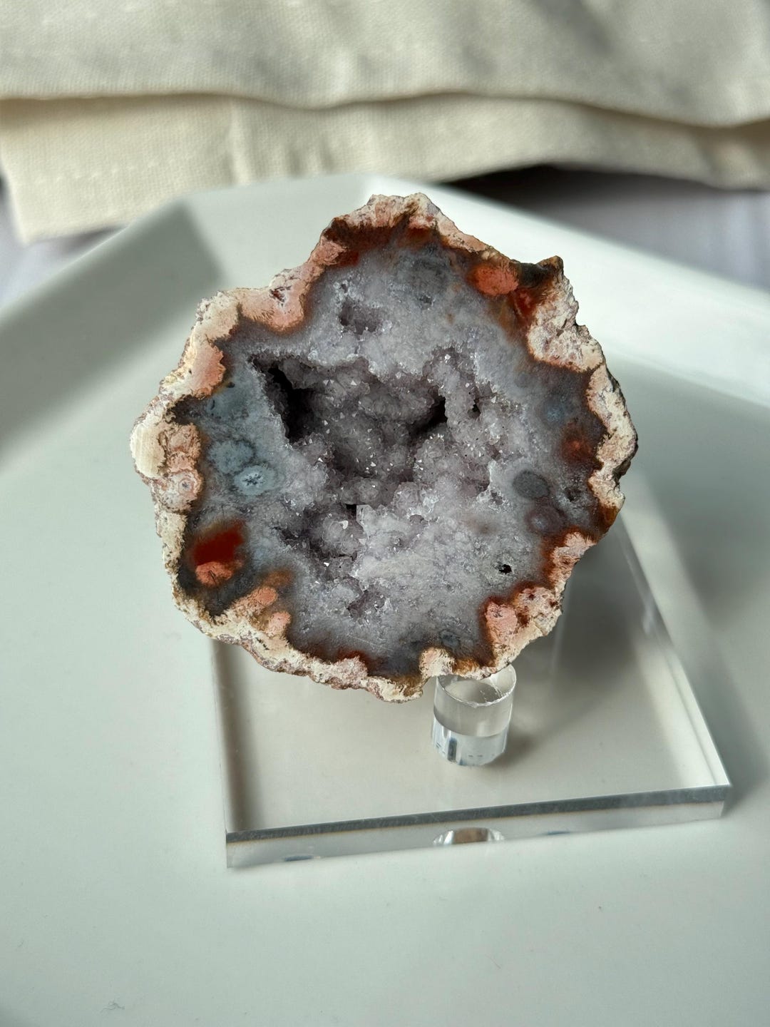 Agate Geode Half With Quartz Druzy - 106g - Polished and Raw Stone - Etsy