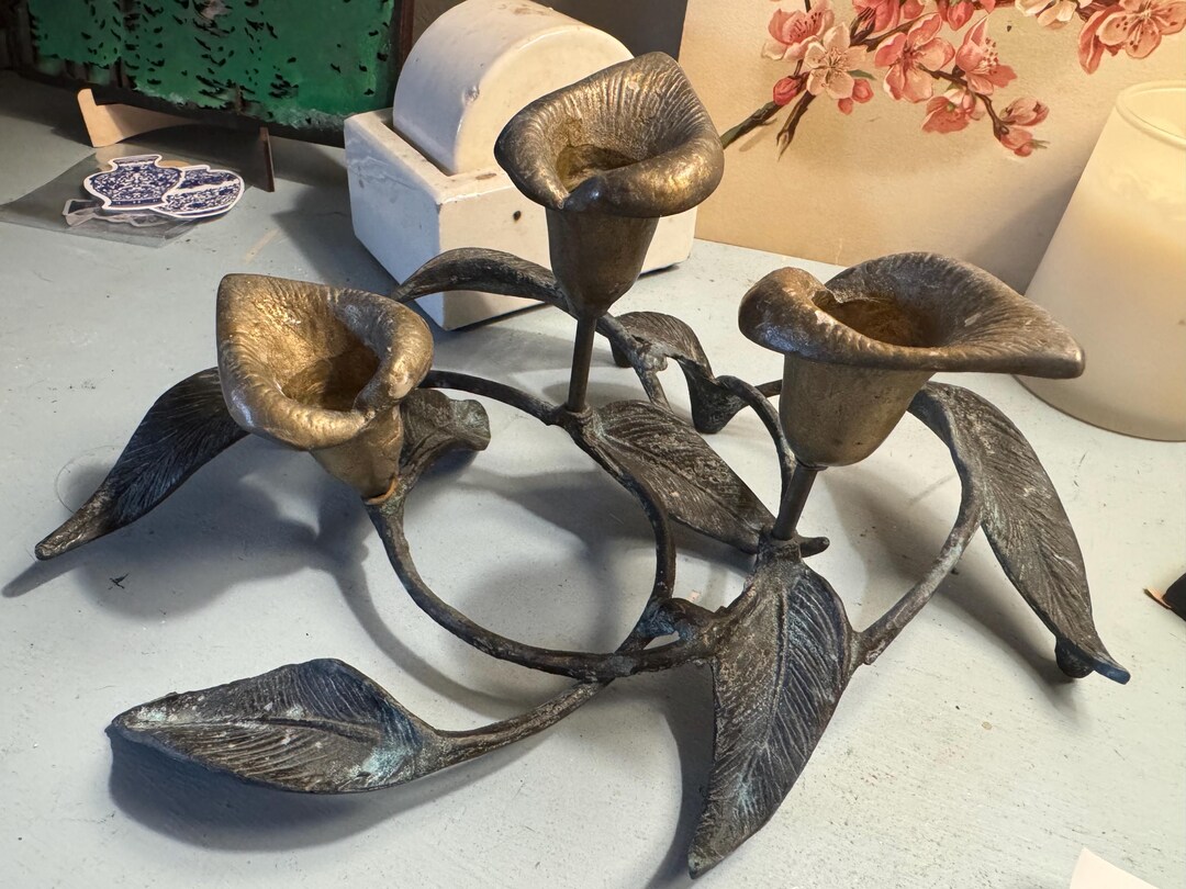 Bronze/brass Calla Lily Candle Holder, Rare - Etsy