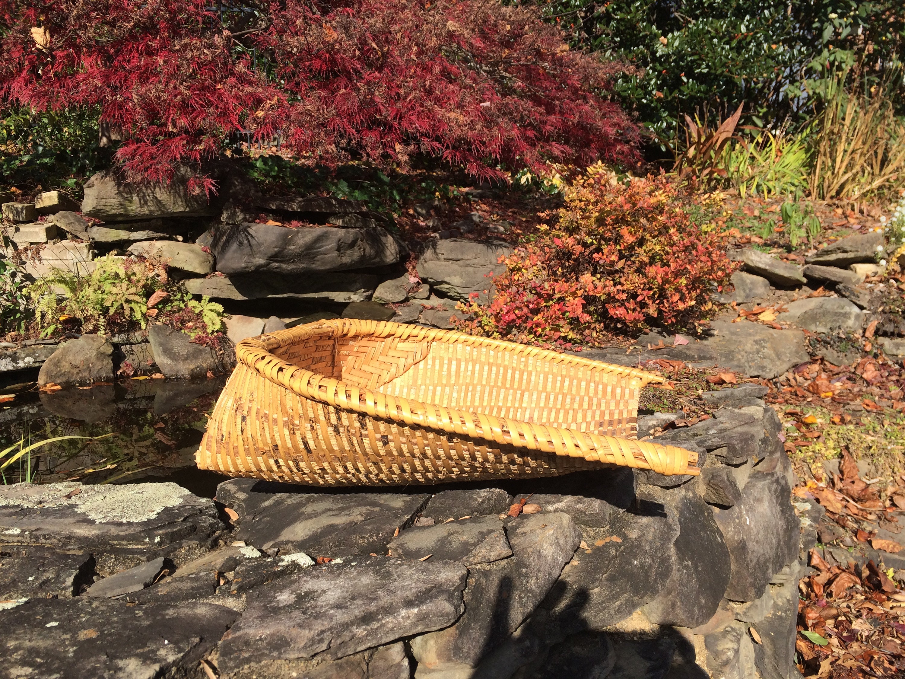 Vintage Japanese Woven Bamboo Rice Winnowing Basket fujimi - Etsy