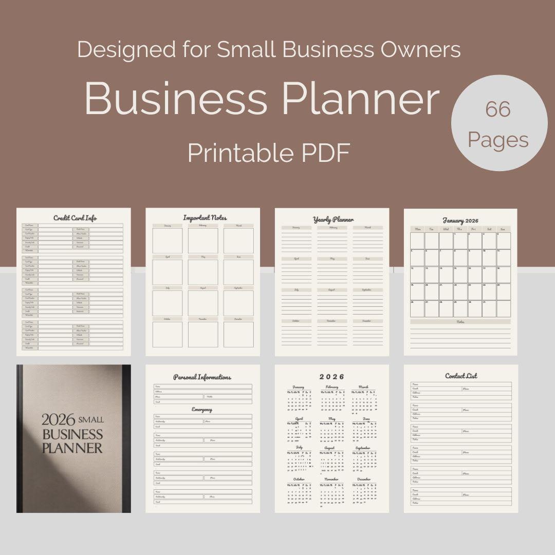 All-in-one 2026 Business Planner Printable | Small Business Organizer ...