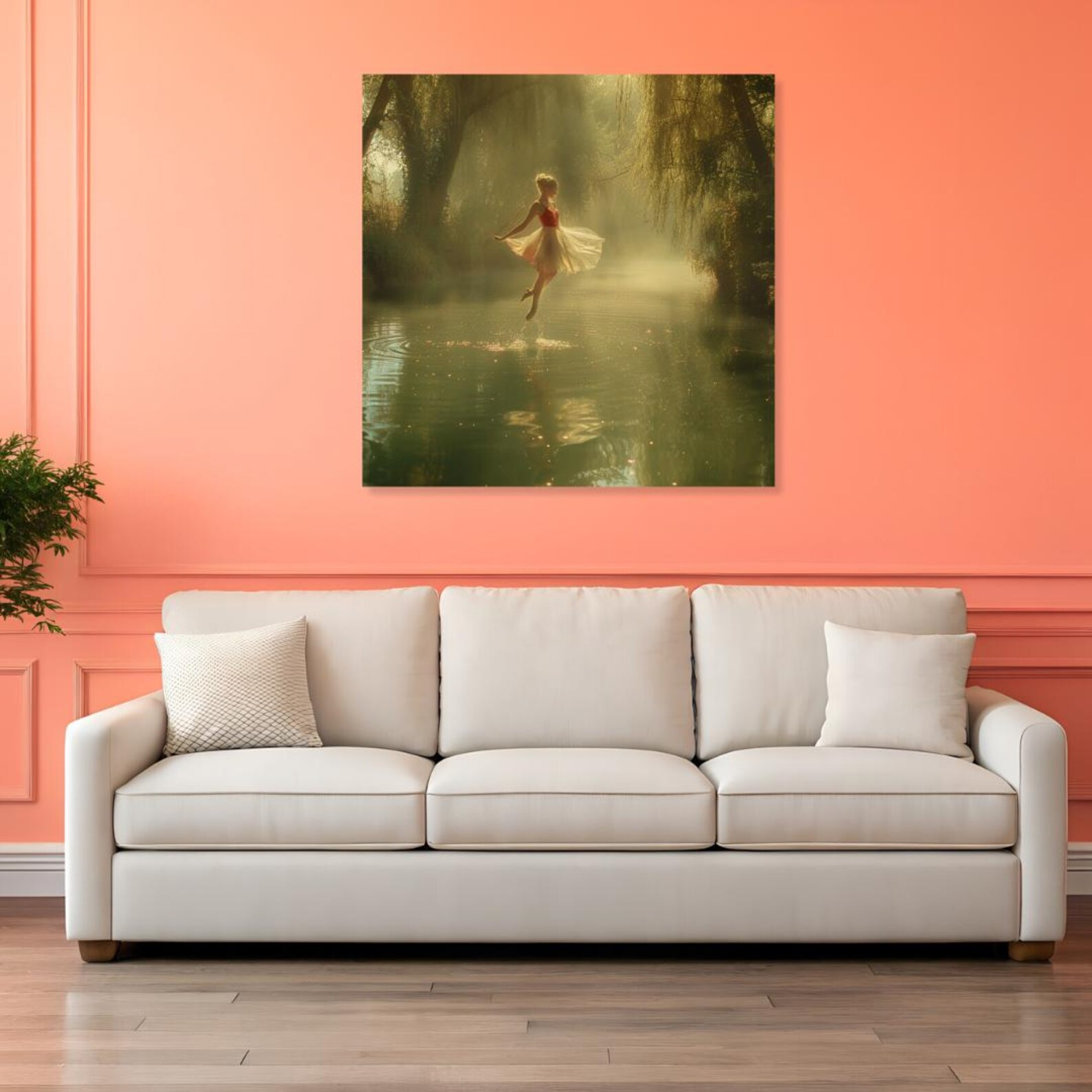 River Fairy Dancer Wall Art | Magical Nature Illustration | Golden ...