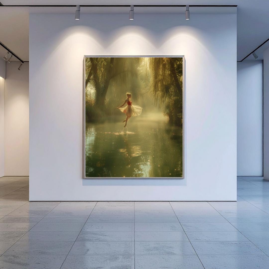 River Fairy Dancer Wall Art | Magical Nature Illustration | Golden ...
