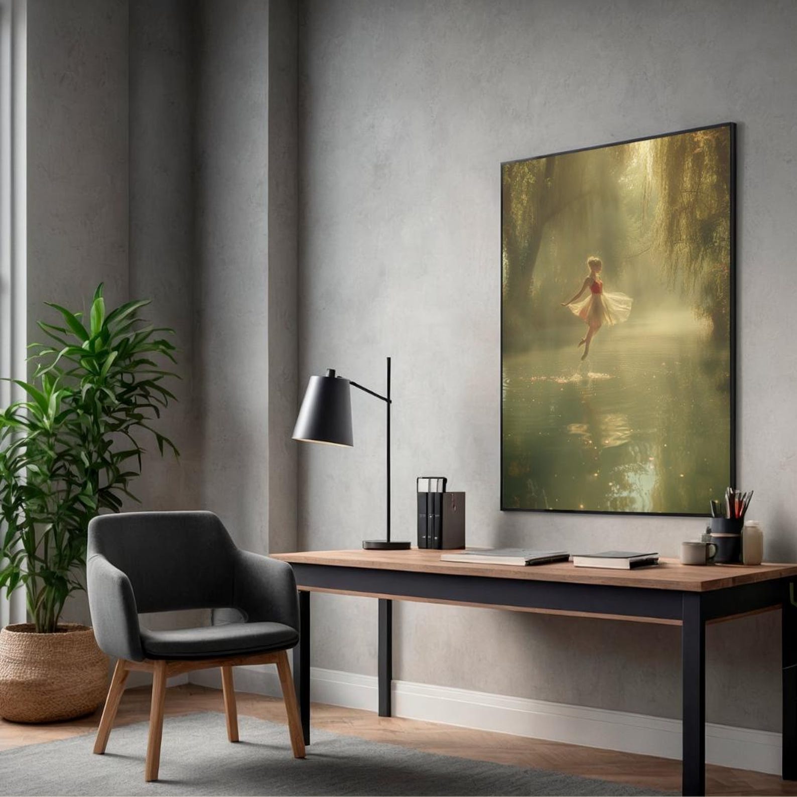 River Fairy Dancer Wall Art | Magical Nature Illustration | Golden ...