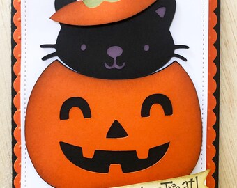 DIY Card Kit Halloween Cards Black Cat Halloween Card Kit Blank Cards ...