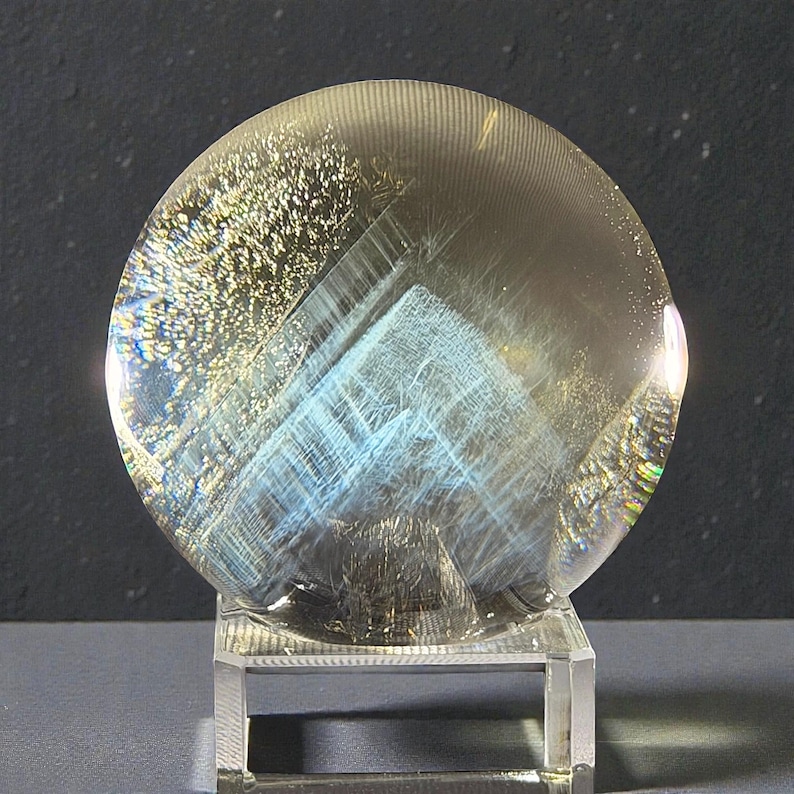 52mm Natural Citrine Sphere | Rare Blue Needle Triple Phantom Pyramids ...