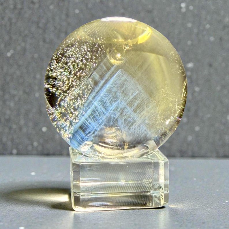 52mm Natural Citrine Sphere | Rare Blue Needle Triple Phantom Pyramids ...