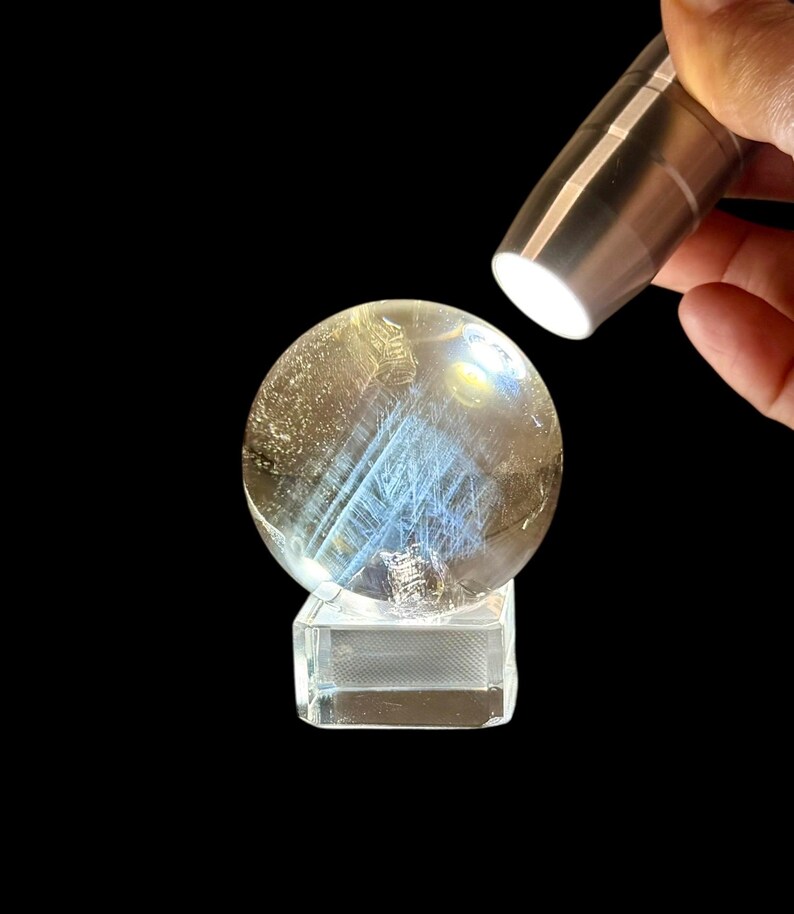 52mm Natural Citrine Sphere | Rare Blue Needle Triple Phantom Pyramids ...