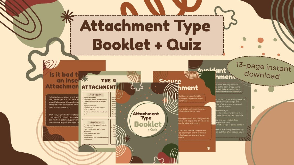 Attachment Styles Booklet Including Quiz Attachment Theory Avoidant ...