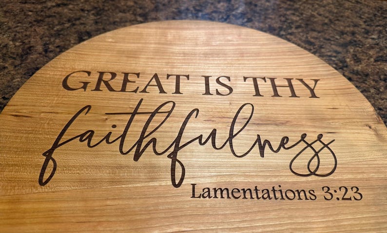 Engraved Cherry Lazy Susan, Lamentations 3:23, Christian, Kitchen Decor ...