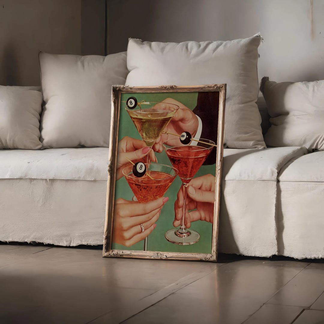 The 8 Ball Cocktail Fine Art Poster – Vintage Martini Bar Art, Mid ...