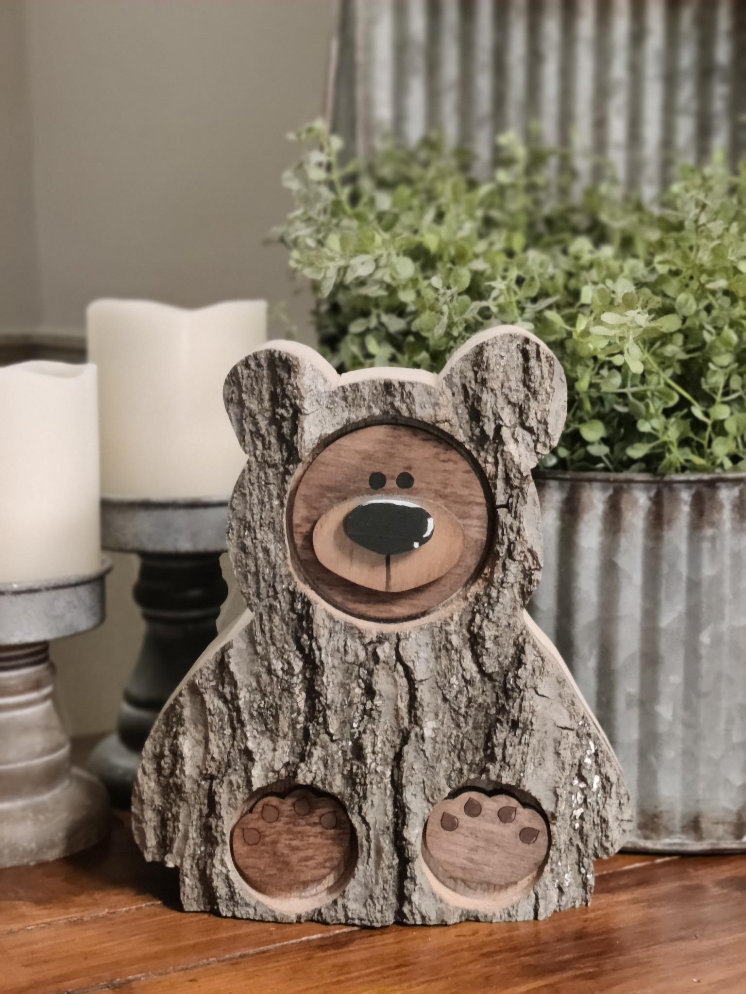 Forest Décor White Oak, Live-edge, Wooden Bear Figurine - Etsy