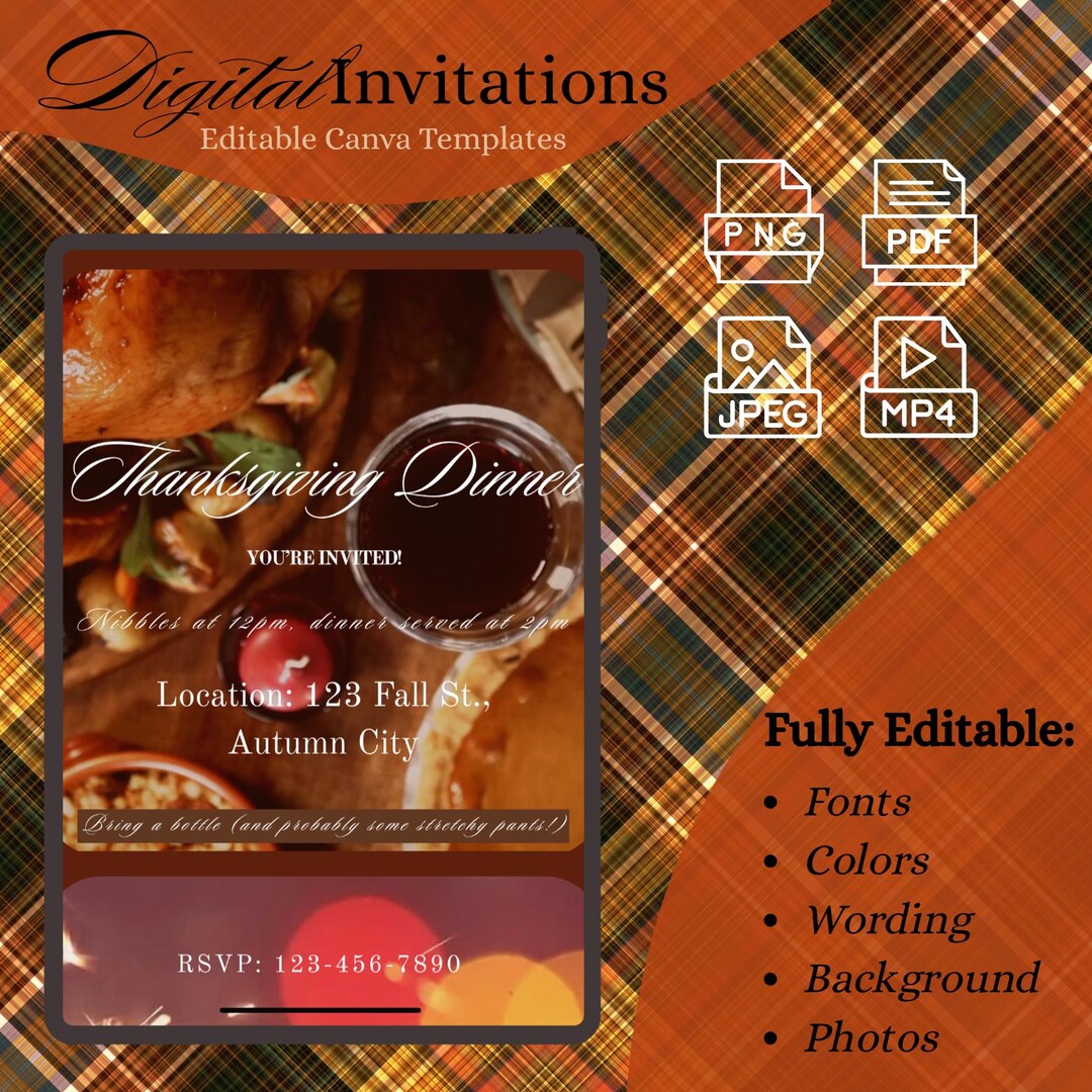 Editable Thanksgiving Template | Personalised Thanksgiving Invitation ...