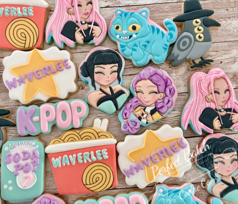 K-pop Demon Hunters Sugar Cookies ∣ Birthday Character Cookies - Etsy
