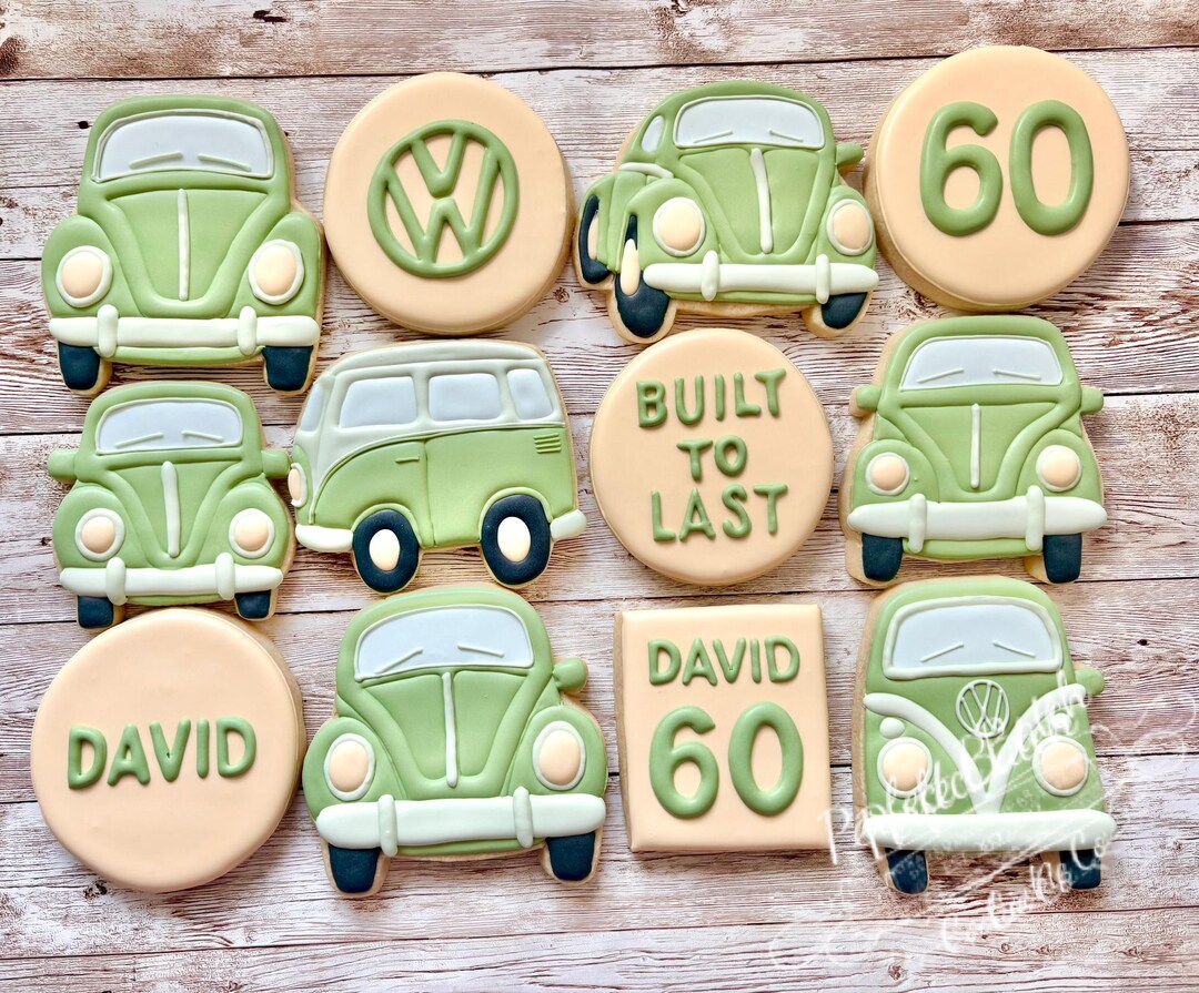VW Built to Last Sugar Cookies: Custom Volkswagen Birthday Party Favors ...