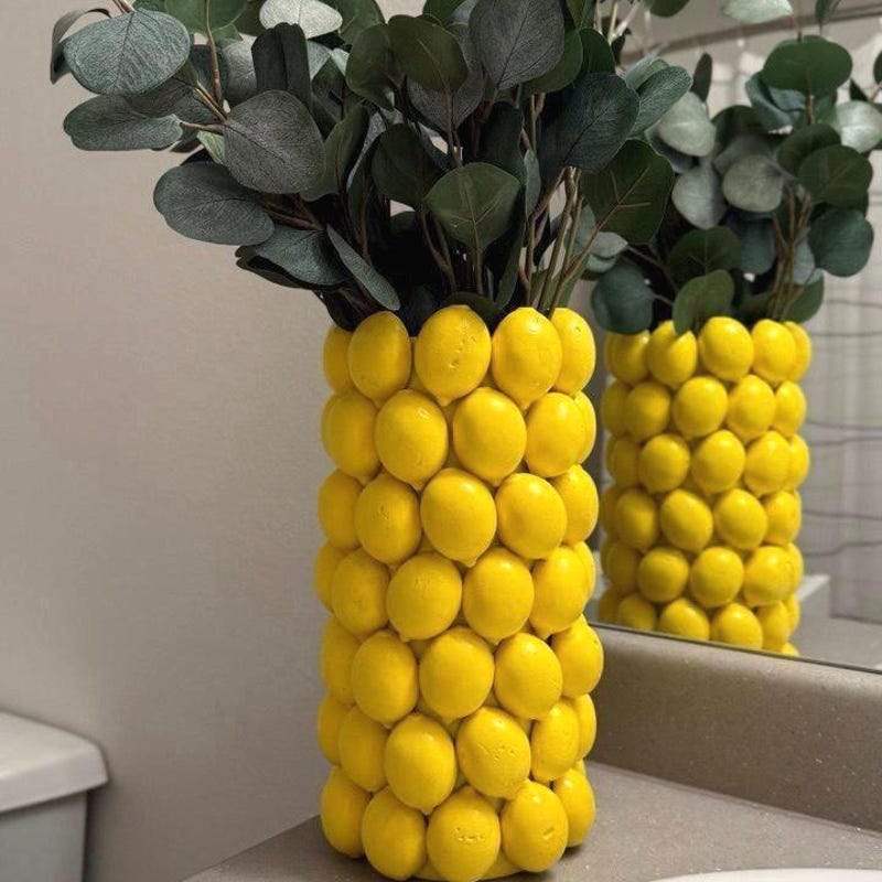 Ceramic Lemon Flower Vase - Etsy