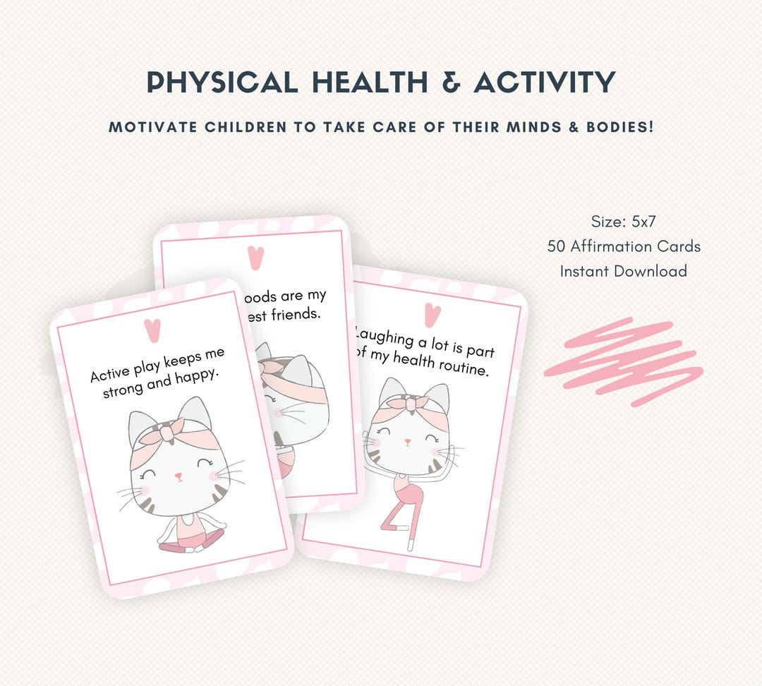 Kids' Physical Health Affirmation Cards - 50 Printable 5x7 Cards | PDF ...