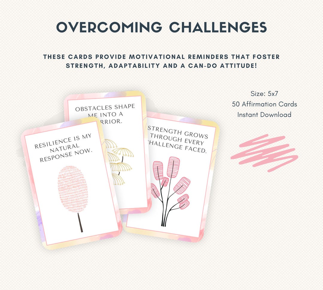Empowerment Affirmation Cards for Adults - 50 Printable Cards, Overcome ...