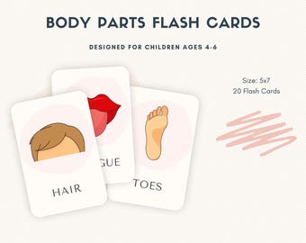 Body Parts Flashcards - 20 Printable Cards for Early Learning - Etsy