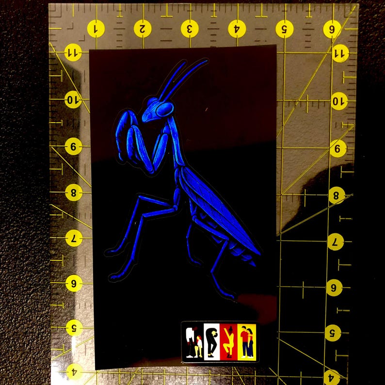 Blue Praying Mantis Sticker – Gothic Insect Art Decal - Etsy