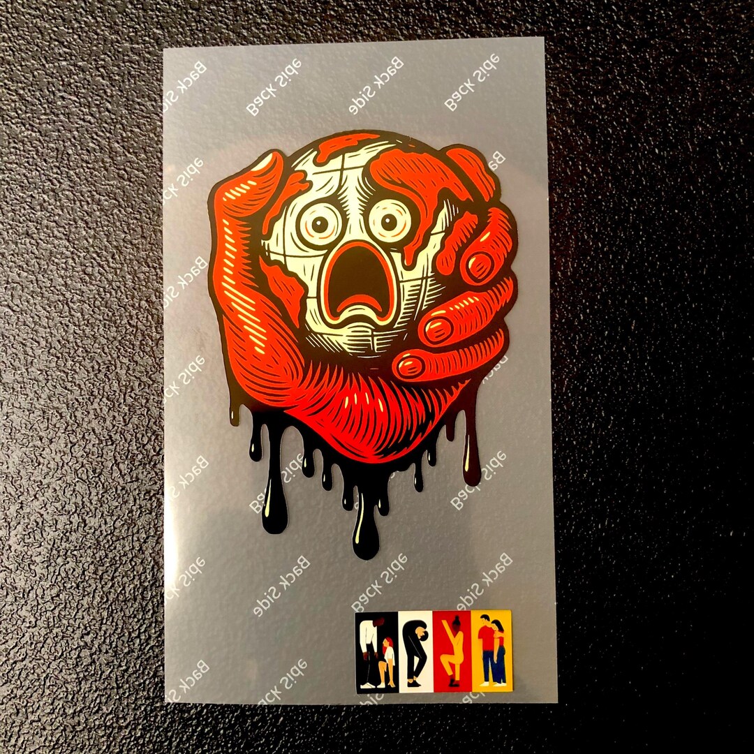 Melting Screaming Earth Sticker – Horror Graphic Art Decal, Surreal ...