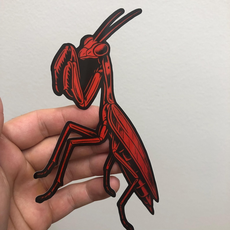 Red Praying Mantis Sticker – Gothic Insect Art Decal - Etsy