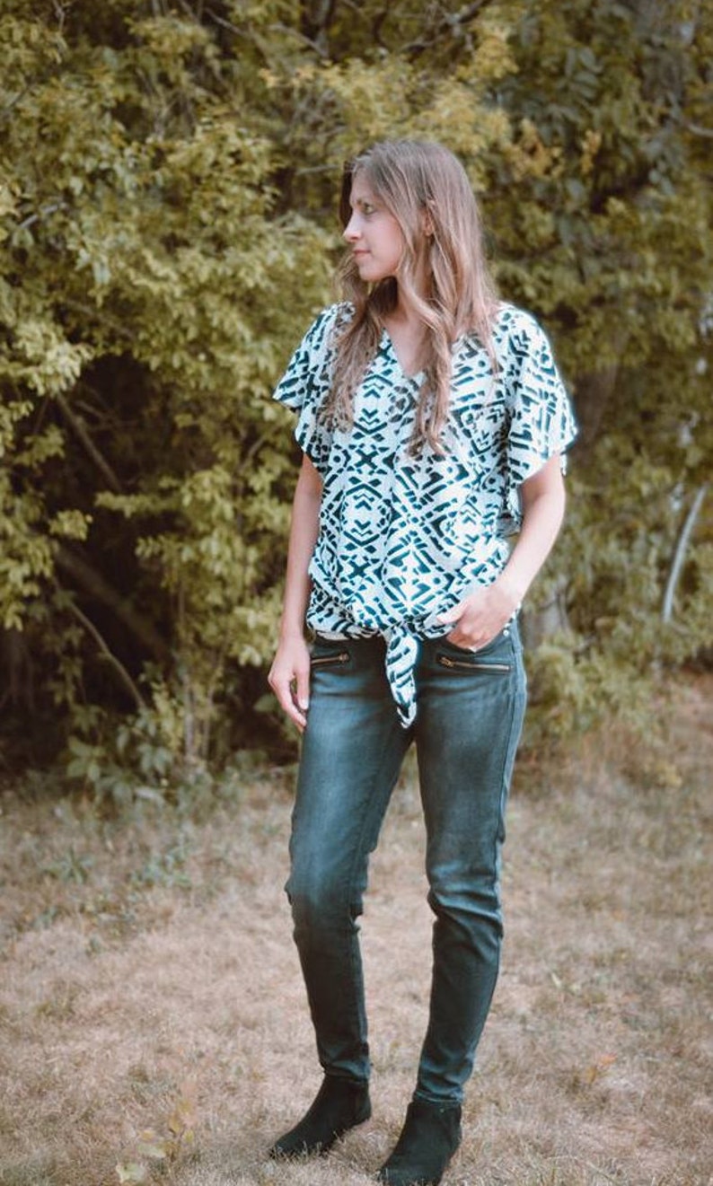 Tie Front Top Sewing Pattern for Women Easy Sew Knot Front - Etsy