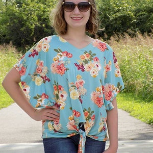 Tie Front Top Sewing Pattern for Women, Easy Sew Knot Front Flutter ...