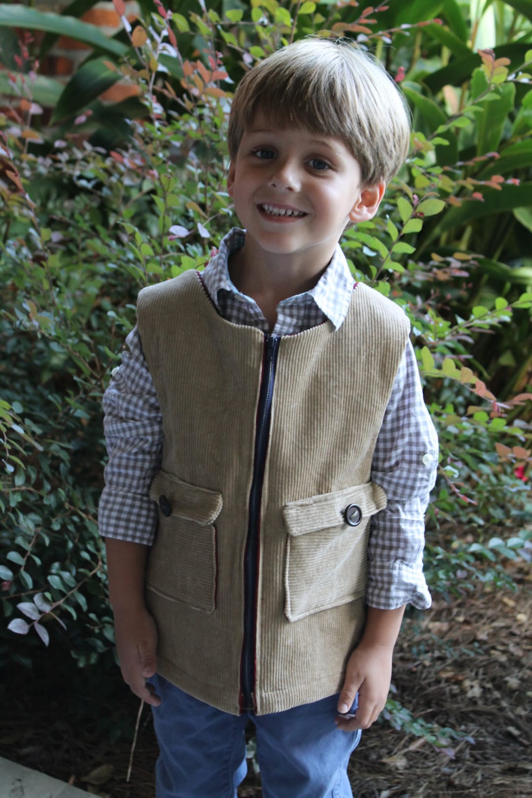 Boy's Vest Sewing Pattern With Zipper, Cargo Pocket Vest Pattern With ...