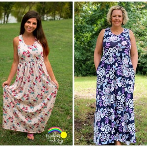 Womens Maxi Dress Pdf Sewing Pattern, Boho Summer Racerback Tank ...