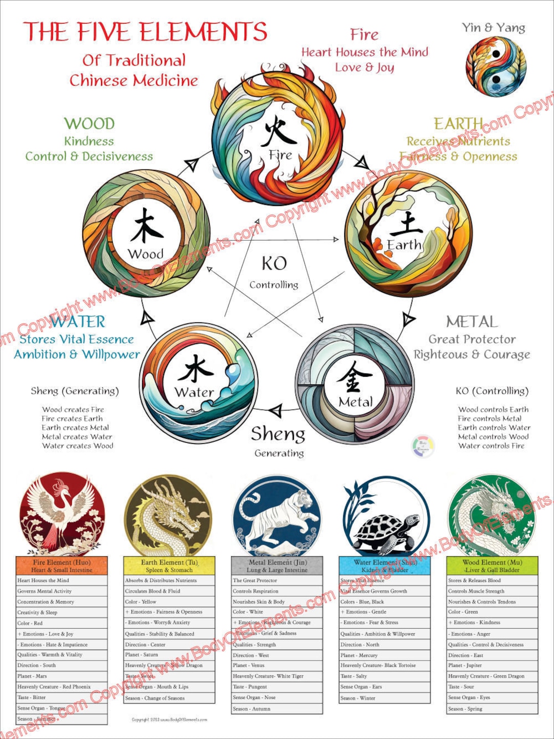 Características de los cinco elementos, medicina tradicional china ...
