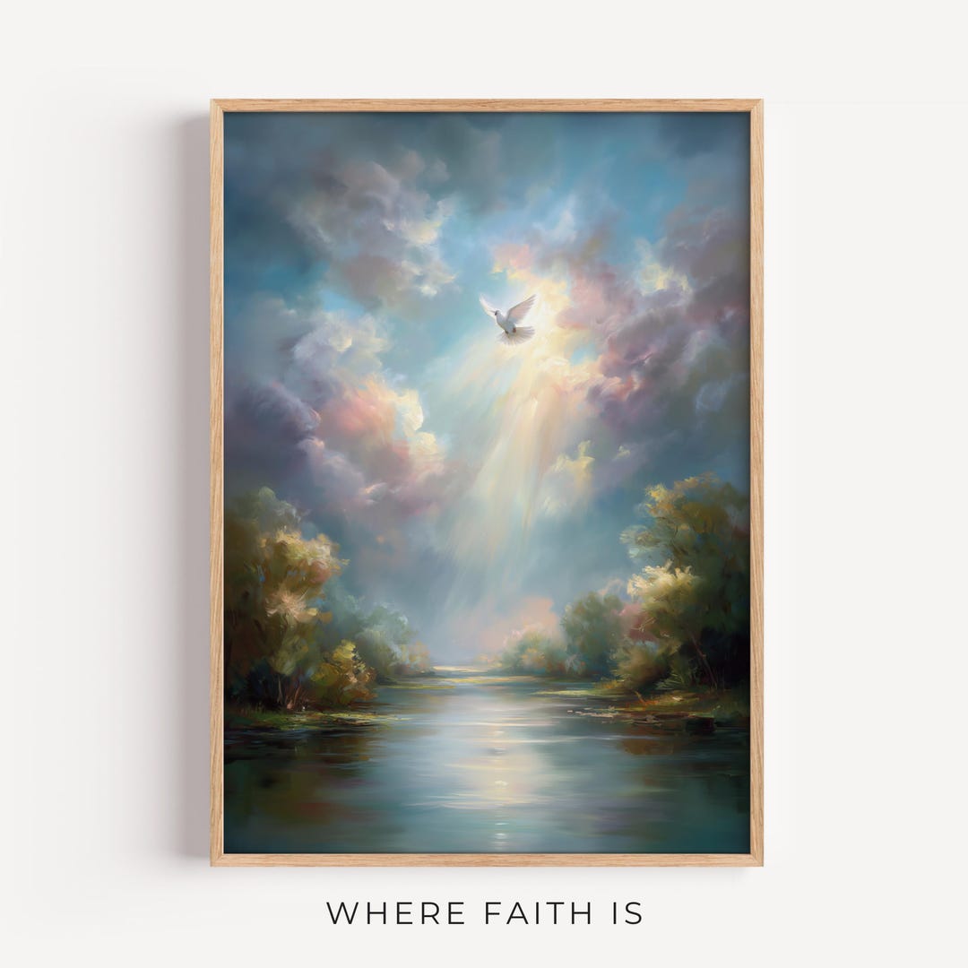 Baptism of Jesus - Christian Wall Art, Holy Spirit Dove Oil Painting ...