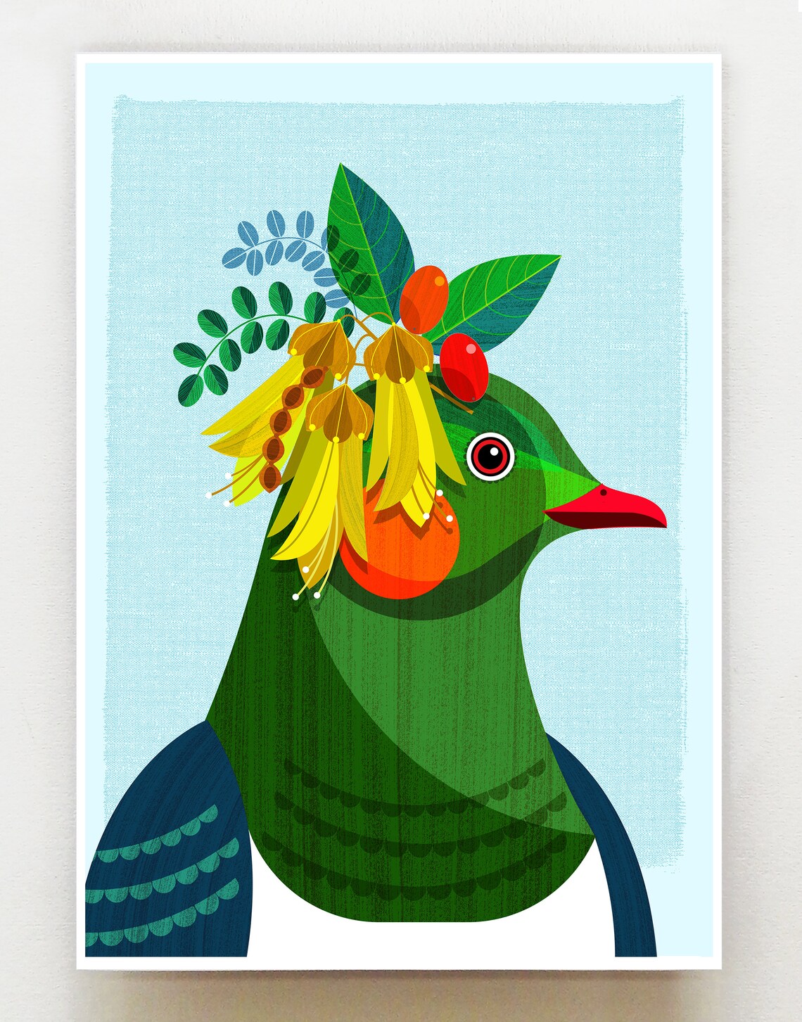 New Zealand Kereru With Flower Crown Print, NZA101 - Etsy