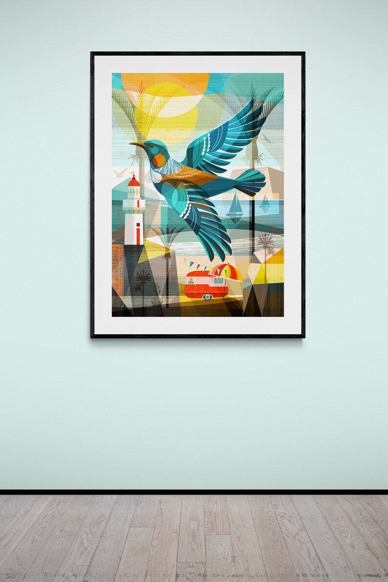 New Zealand, Tui in Flight, Print, NZA136 - Etsy