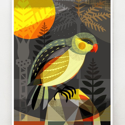 New Zealand Kea With Flower Crown Print NZA163 - Etsy