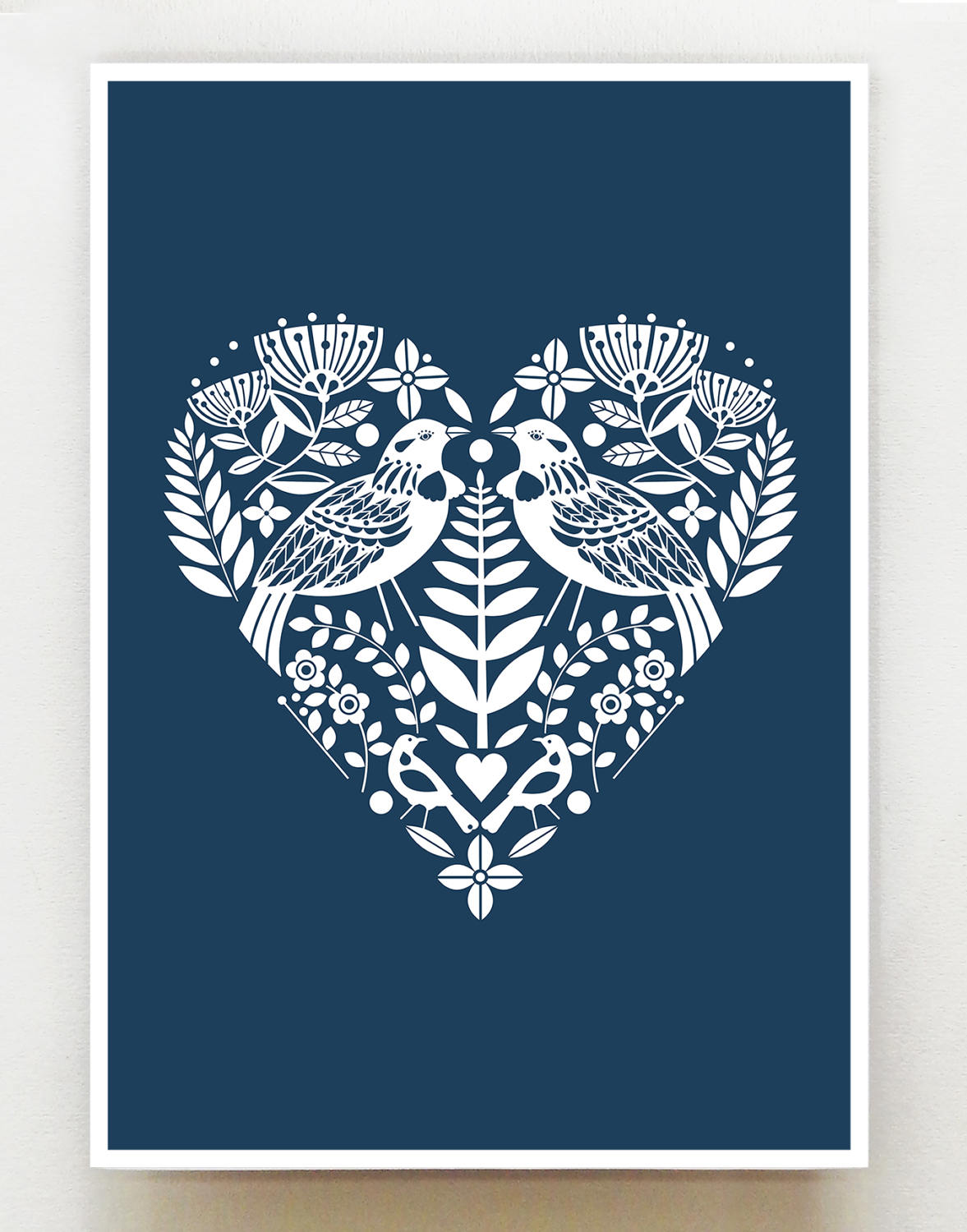 New Zealand native Tui bird in a royal blue heart print | Etsy