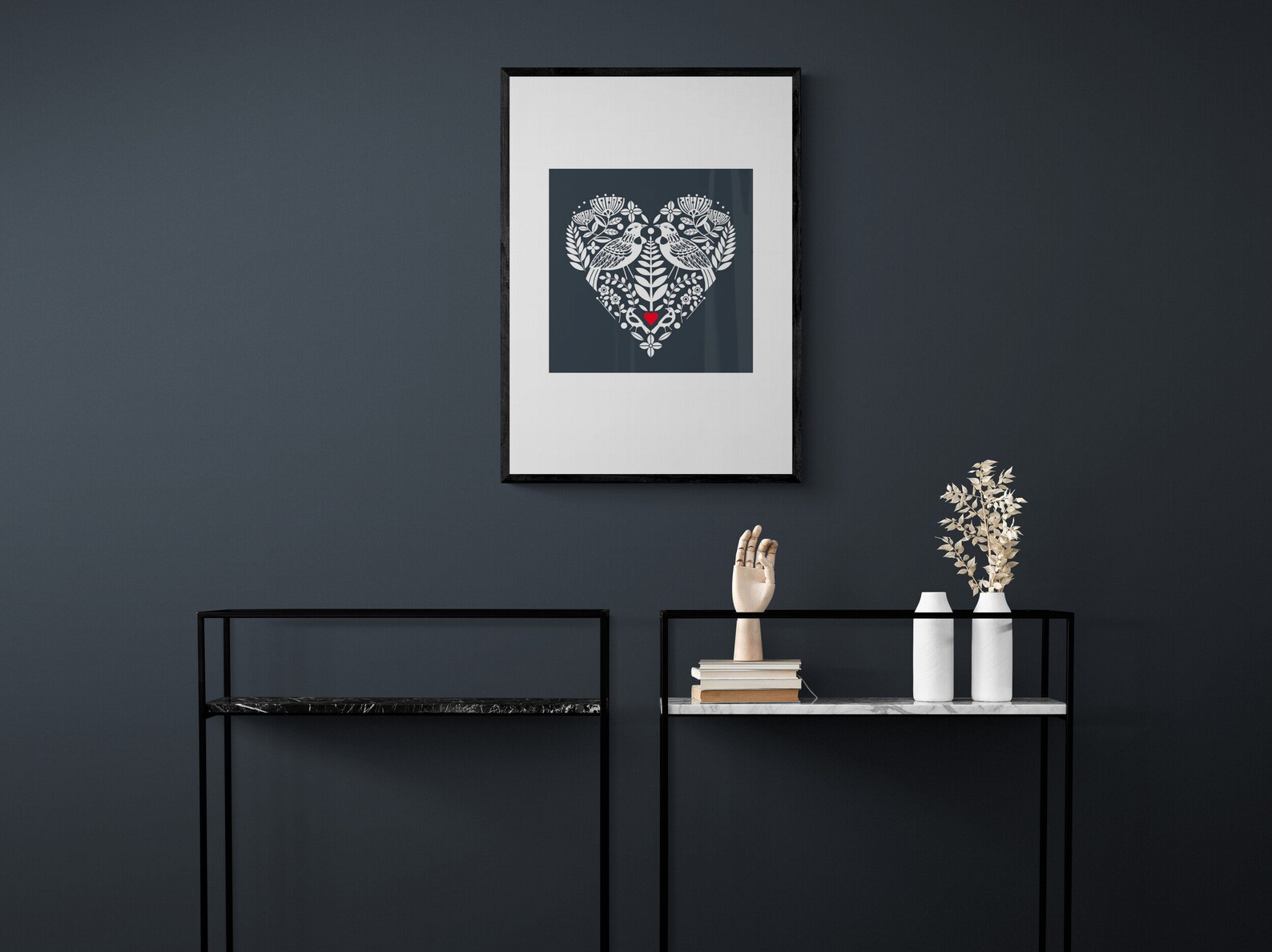 New Zealand Native Tui Bird in a Royal Blue Heart Print - Etsy