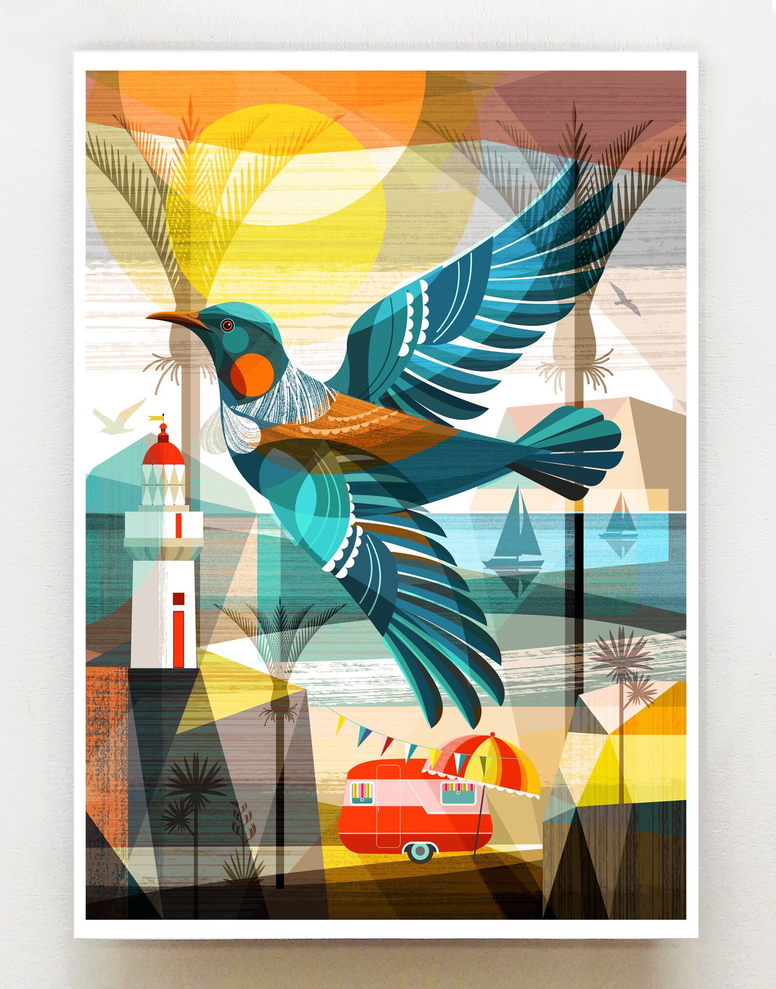 New Zealand Tui in Flight print NZA136 | Etsy