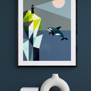 Orca and the Lighthouse Print, GEO1 - Etsy
